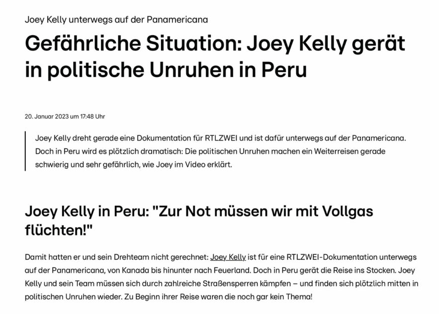 Begpacking mit Promibonus – Joey Kelly unterwegs auf der Panamericana